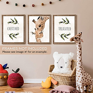 Safari Nursery Decor | Jungle Nursery Decor | Giraffe Wall Art Nursery Print | Set of 3 | Unframed 11 x 14 | Nursery Wall Art | Nursery Wall Decor | Baby Nursery Decor | Jungle Theme Nursery Decor