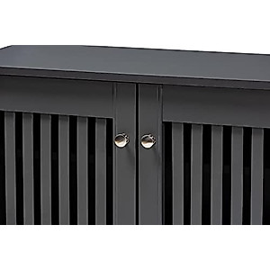 Baxton Studio Fernanda Modern and Contemporary Dark Gray 3-Door Wooden Entryway Shoe Storage Wide Cabinet