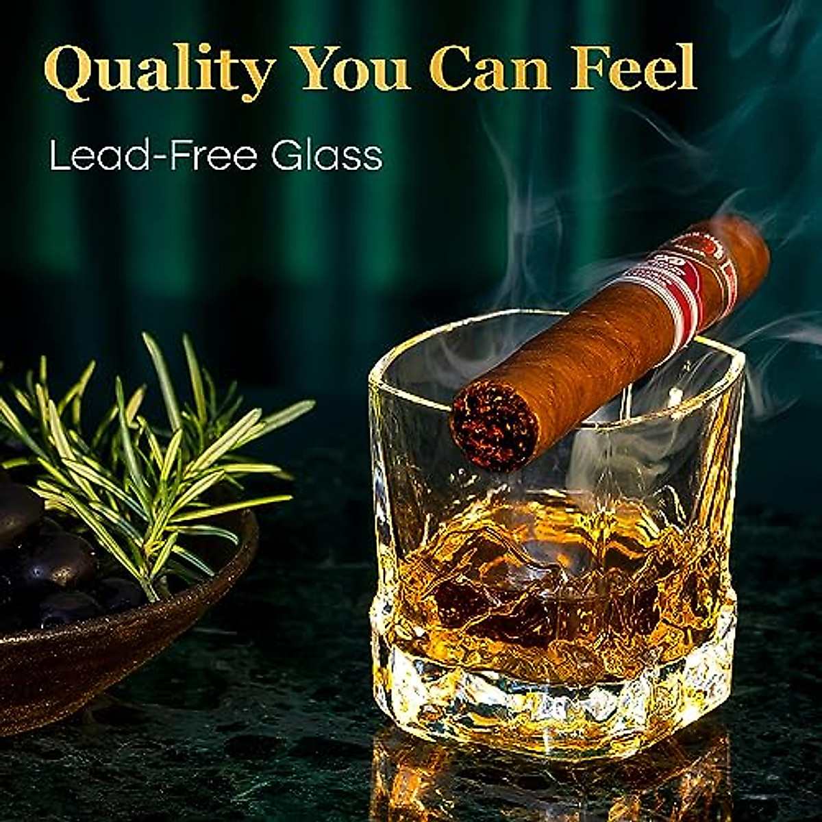 EdelweissPeak Bourbon Glasses Set of 4 in a Gift-Ready Box - Heavy Whiskey Glasses set of 4 with Mountains on Sides - Scotch Glasses Set 4 - mt Everest Expedition Whiskey Gifts for Men Series