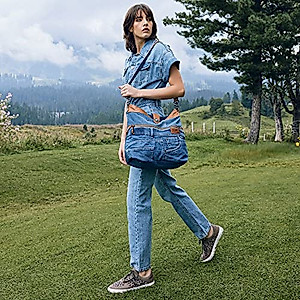 Western Leather Shoulder Bag for Women - Upcycled Canvas Crossbody Bag Janesa