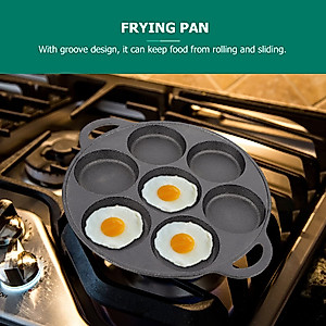 Cabilock 6 Cup Egg Frying Pan Non Stick Egg Burger Steak Pan Breakfast Skillet Cooker Multipurpose Pancake Pan Omelet Cooker Griddle