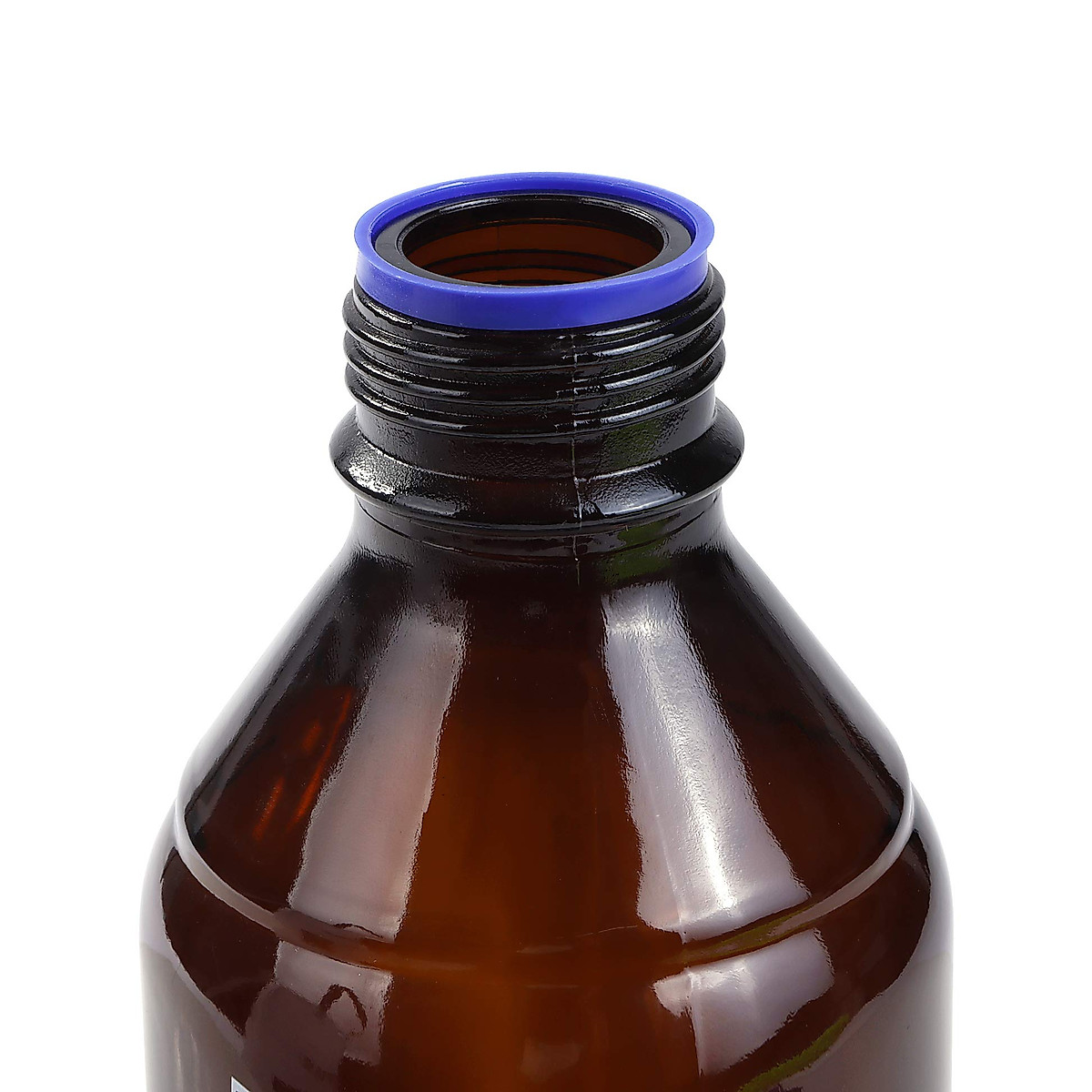 Moonetto 4 Pack 1000ml Amber Glass Graduated Round Lab Reagent Media/Storage Bottle With GL45 Blue Screw Cap