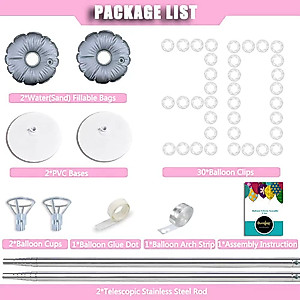 DECOJOY Balloon Column Stand Set of 2, Adjustable 7 Feet Balloon Arch Stands with Bases for Floor, Tall Balloon Tower Pillar Assembly Kit for Halloween, Birthday, Party Decorations