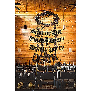 Aisosiks Till Death Do Us Party Banner, Bride or Die Banner for Halloween Bachelorette Wedding Party Decorations, Bride or Die Bachelorette Party, Halloween Till Death Do Us Party Wedding Party