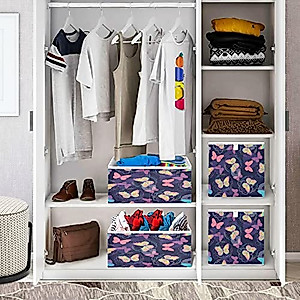 Kigai Butterflies(1) Open Home Storage Bins, for Home Organization and Storage, Toy Storage Cube, Collapsible Closet Storage Bins, with Small Handles, 15.75"L x 10.63"W x 6.96"H