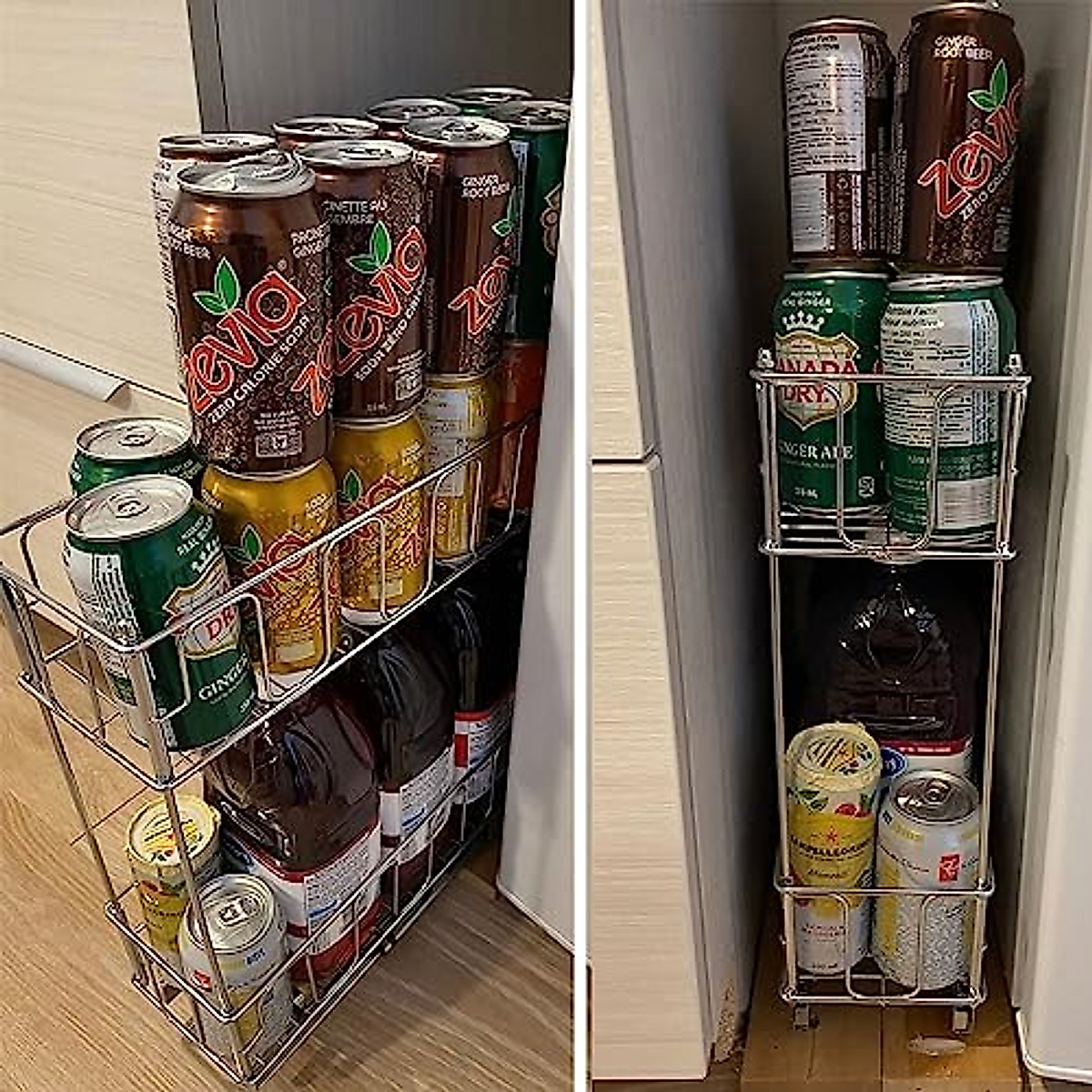 IPARTS EXPERT 5 Inch Pull-Out Home Organizers, 2-Tier Wire Basket Pull Out Shelf Storage Glidez Narrow Sliding Organizer for Kitchen Base Cabinet Organization, Chrome (5 "W * 21"D)…