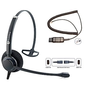 TruVoice HD-100 Professional Wired Headset with Noise Canceling Microphone & HD Speakers - includes Amplified Adapter Cable Compatible with Avaya 16xx, 96xx and J Series Desk Phones