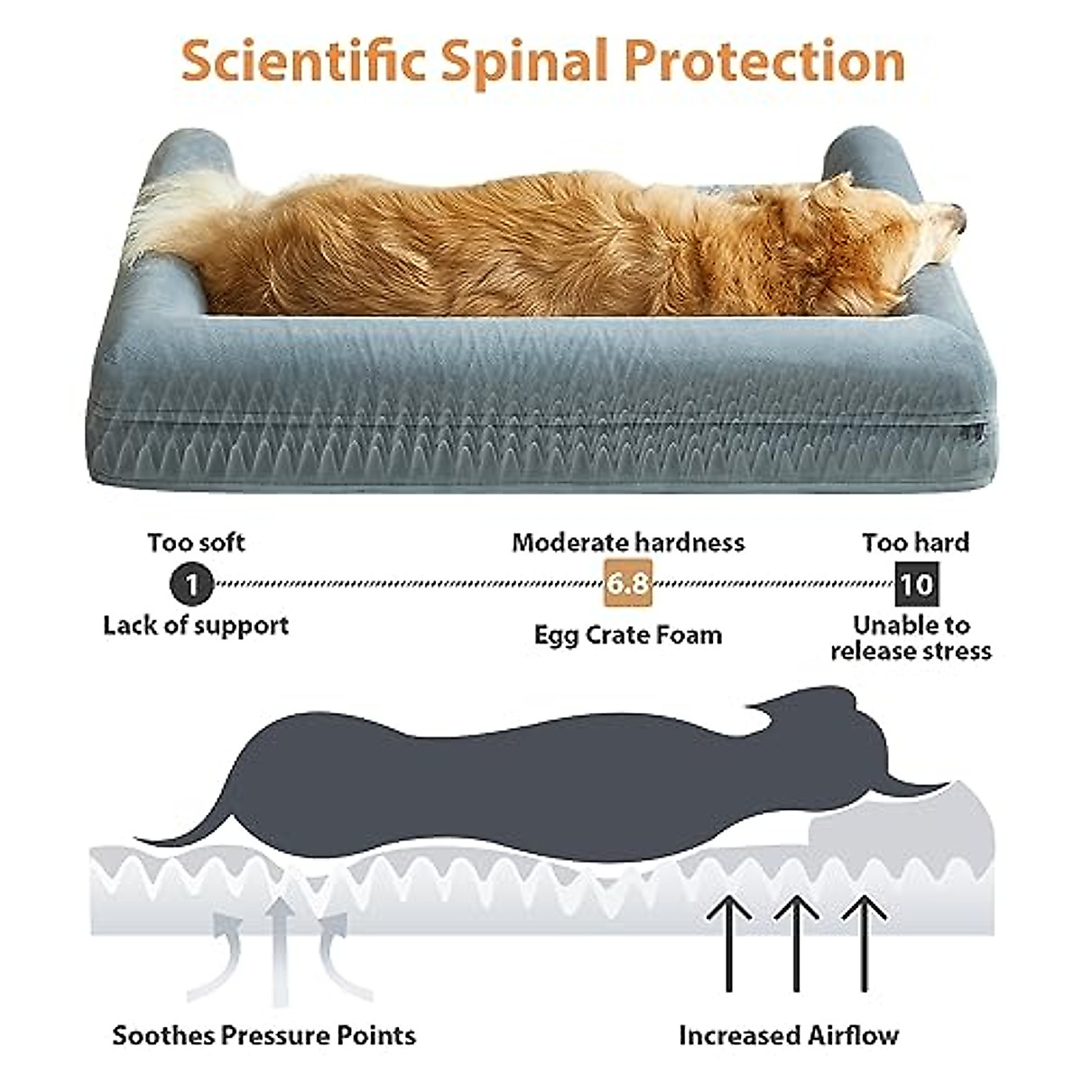 LNSSFFER Washable Dog Beds for Medium Dogs, Orthopedic Dog Sofa Bed with Removable Cover & Waterproof Lining, Washable Pet Couch Bed with Side, Memory Foam Dog Bed for Medium Dog & Cat Sleeping, Grey