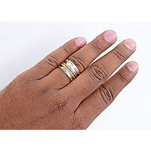 925 Sterling Silver Spinner Ring for Women, Yoga Maditation Spin ring Two Tone Handmade Ring Worry Ring, Thumb Ring, Fidget Rings, Promise Ring Size US 10 Gift For Her