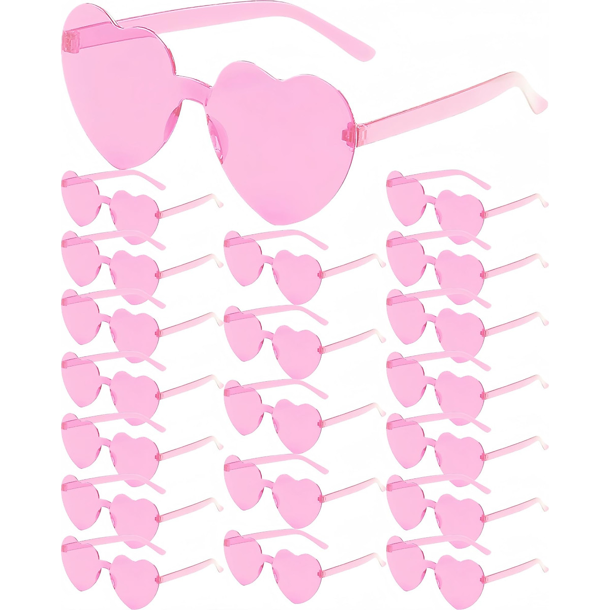 GCQJOQ 20 Pairs Heart Sunglasses Heart Shape Frameless Sunglasses Trendy Transparent Color Party Sunglasses