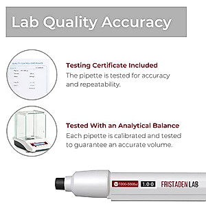 American Fristaden Lab Micropipette | Variable Volume Single Channel Pipette (1-5mL (1000µL-5000µL))