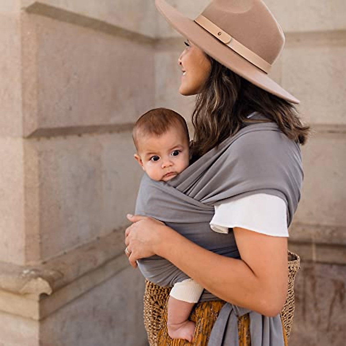 Boba Wrap Baby Carrier - Original Stretchy Infant Sling, Perfect for Newborn Babies and Children up to 35 lbs (Grey)