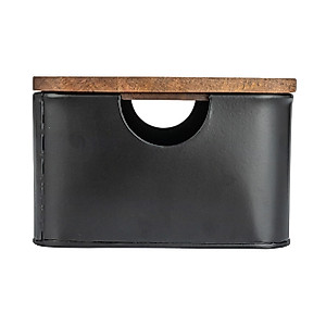 Bloomingville Metal Containers with Mango Wood Lids, Black and Walnut, Set of 2