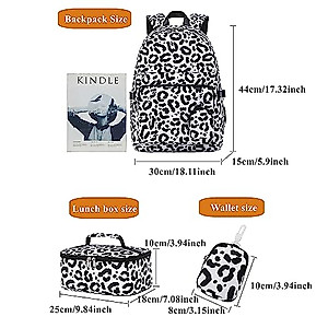 Armbq Cheetah Print Kids Backpack Set Girls Lightweight Bookbag for Elementary Leopard Children School Bag With Lunch Box