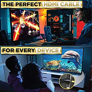 PowerBear 4K HDMI Cable 25 ft | High Speed, Rubber & Gold Connectors, 4K @ 60Hz, Ultra HD, 2K, 1080P, & ARC Compatible for Laptop, Monitor, PS5, PS4, Xbox One, Fire TV, Apple TV & More