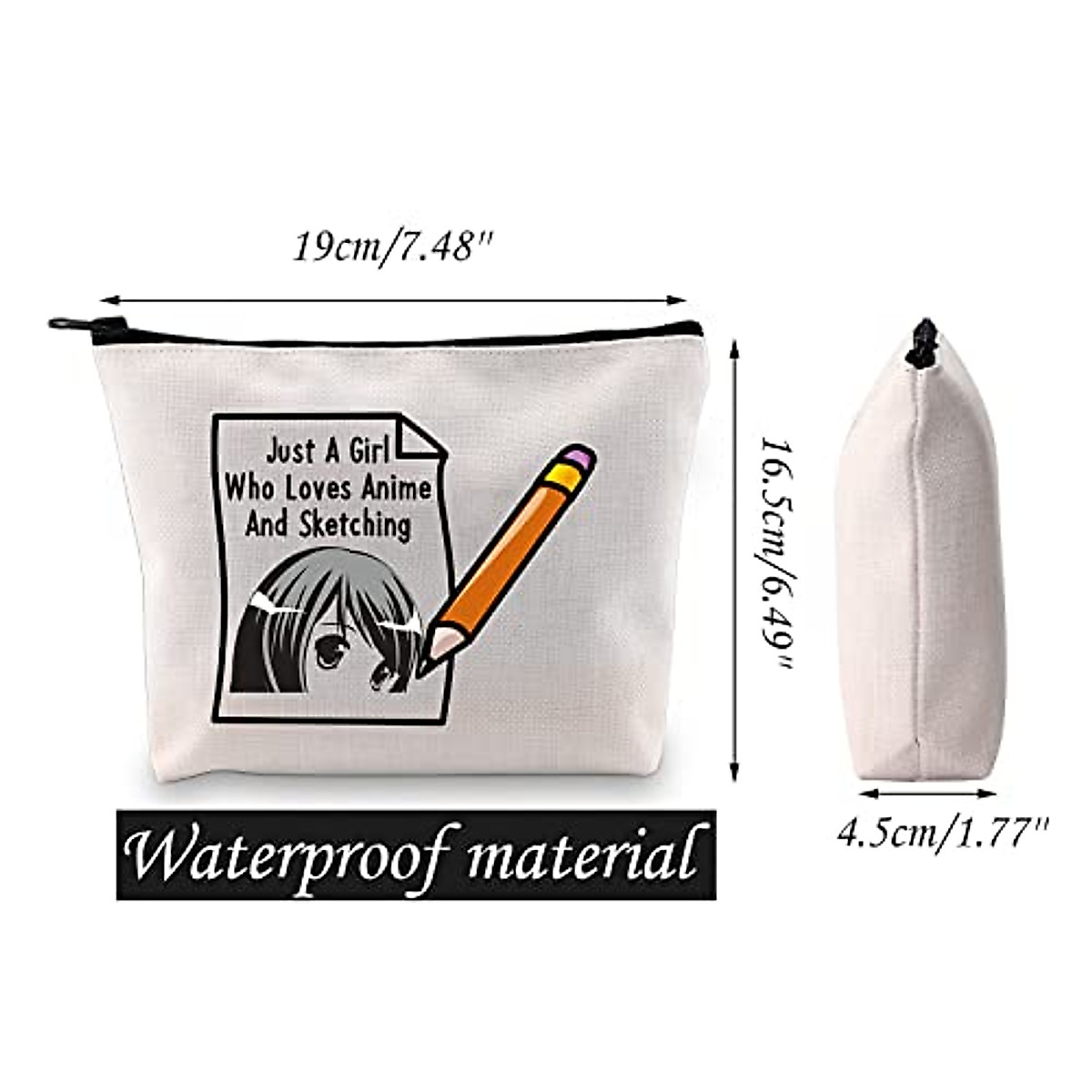 JNIAP Anime Makeup Bag Just A Girl Who Loves Anime And Sketching Cosmetic Pencil Bag Anime Sketching Lover Gift (Anime And Sketching Bag)