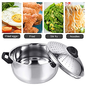 DOITOOL Stovetop Stainless Steel Pasta Pot with Strainer Lid, Nonstick Spaghetti Pot Noodles Cooking Pot for Cooking Pasta Noodle Veggie or Sauce, Sliver, 6.2X9.2