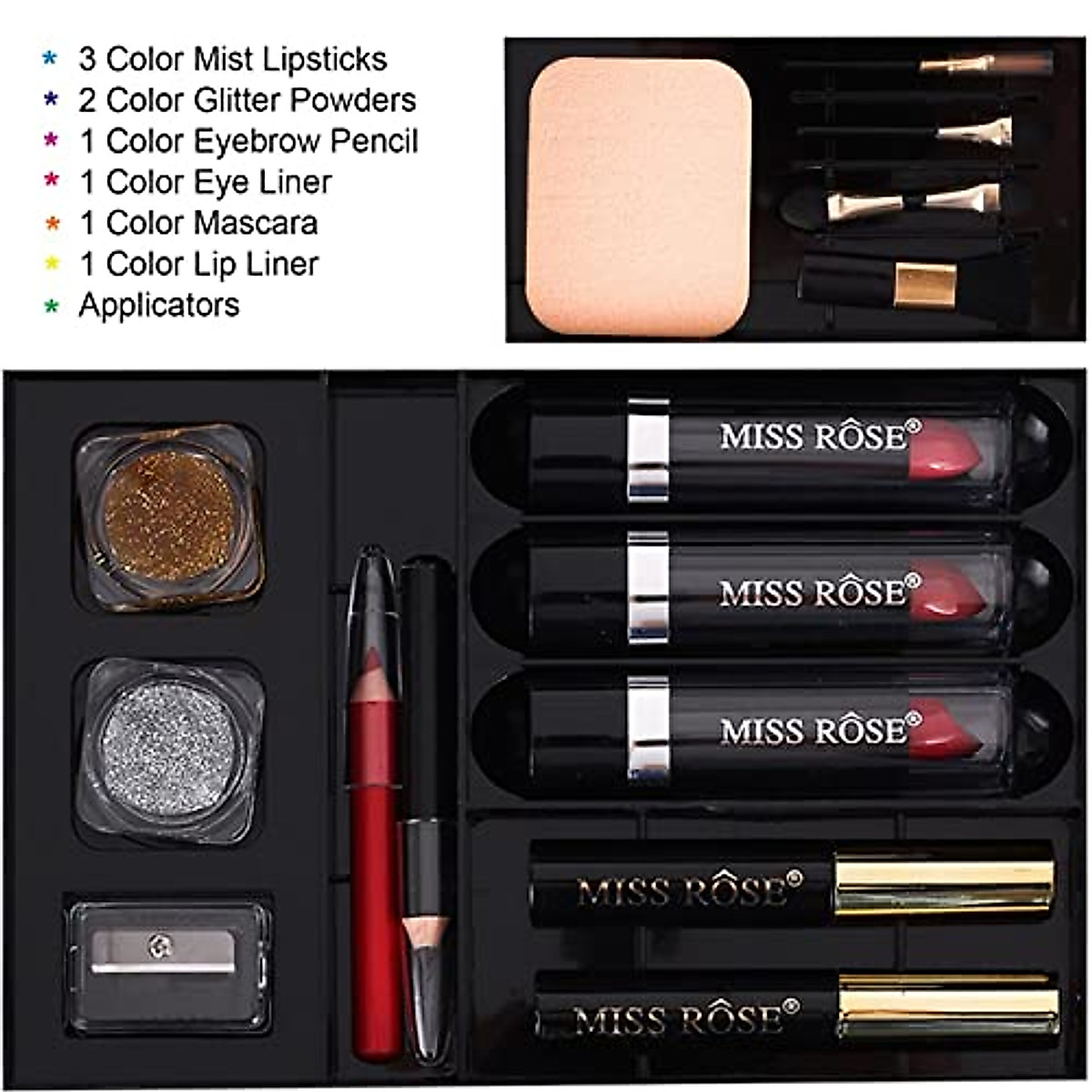 58 colors Professional All In One Makeup Full Kit for Women Girls Beginner, Makeup Gift Set with Eye Shadow Blush, Lipstick, Compact Powder, Mascara, Eyeliner, Lip Liner, Eyebrow Pencil, Glitter(331N)