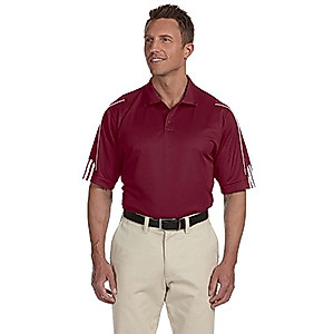 Adidas Golf Men's ClimaLite 3-Stripes Cuff Polo Sport Shirt. A76 - XX-Large - University Red / White