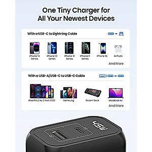 USB A & USB C Charger Block, INIU 45W PD QC3.0 PPS USB-C Foldable Wall Charger Supports Super Fast Charging for Samsung S23 Ultra S23 S22 S21 S20, iPhone 14 13 12, iPad, MacBook Air, Steam Deck