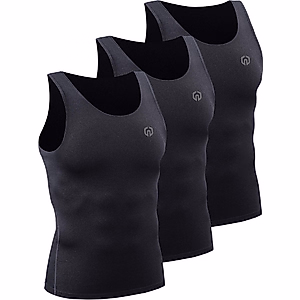 NELEUS Men's 3 Pack Compression Tank Top Athletic Undershirts,5074,Black (Grey),US S,EU M