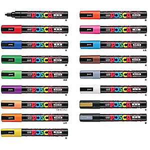 Mitsubishi Pencil Posca PC5M.3 Water-Based Pen, Medium Point, Round Core, 10 Pieces