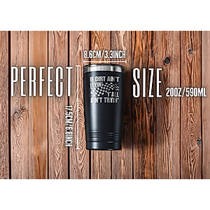 Onebttl Dirt Track Racing Gifts For Men, Gifts for Dirt Racing Lover, 20 oz/590 ml Stainless Steel Insulated Tumbler with Straw, Lid, If Dirt ain't Flyin' Y' All ain't Tryin'