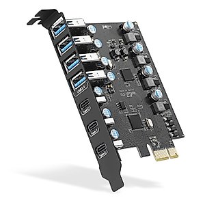 Sinefine PCIe to USB 3.0 Expansion Card 7 USB Ports (4 USB Type-A and 3 USB Type-C Ports), PCI Express USB Add in Card for Desktop PC Host Card Support Windows 10/8/7/XP and MAC OS 10.8.2 Above