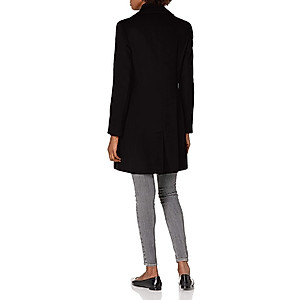 Calvin Klein Women's Classic Cashmere Wool Blend Coat, Deep Black, 14