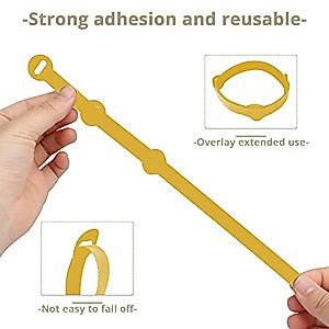 Jawflew 50 PCS Reusable Fastening Cable Ties, Microfiber Cloth 6-Inch Hook and Loop Cord Ties Multi-Purpose Cable Ties for Tablet Laptop PC TV Home Office Electronics Wire (Round head-Yellow)