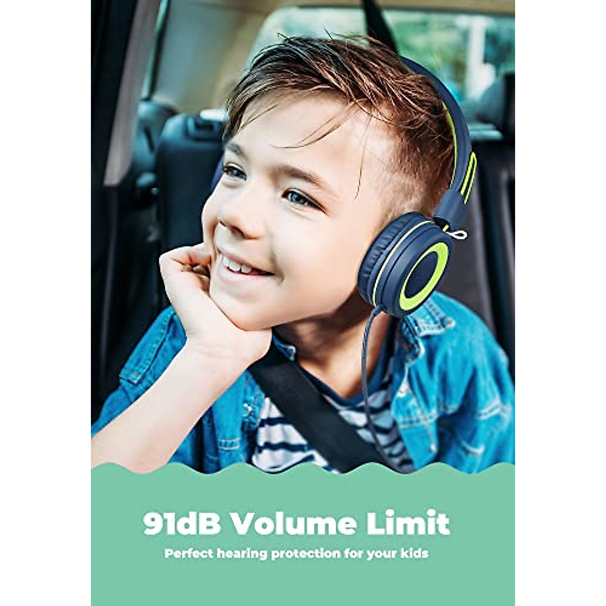 WeDuet Kids Headphones with Microphone, Wired Headphones for Kids Teens with Sharing Splitter, 91dB Safe Volume Limited Tangle-Free Foldable Stereo Headset for School Travel PC Kindle(2 Packs)