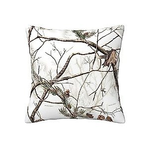 WURTON White Trees Camo Print Throw Pillow Covers, Soft Square Cushion Case,for Sofa, Couch,Bed Chair-18 X 18 Inch