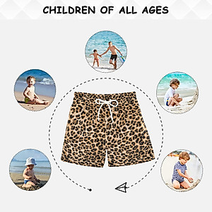 Boys Swim Trunks Summer Drawstring Toddler Swim Board Shorts Quick Dry Little Boys Bathing Suit Beach Hawaii Vacation Cheetah Print 5 Years