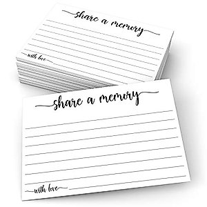 321Done Share a Memory Card (50 Cards) 4x6 - for Celebration of Life Birthday Anniversary Memorial Funeral Graduation Bridal Shower Game - Made in USA - White