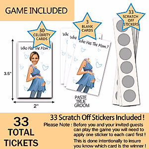 33 Cute Baby Shower Games - Scratch Off Lottery Ticket Raffle Cards Baby Shower Game - Funny Baby Shower Games - Who Has The Mom - 33 Sheets
