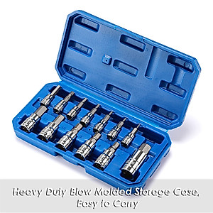 MIXPOWER 13 Piece Hex Bit Socket Set, S2 Steel Bit Socket Tool Kit, Metric, 2mm-14mm, Allen Bit Socket Kit