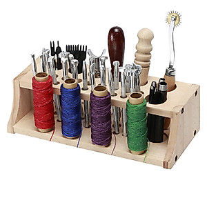 2-Pack [27 Slot] Wooden Tool Organizer Storage Station for Leather & Sewing Crafts, Workspace Organization