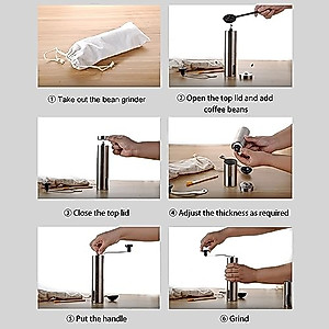 Grind Coffee Beans Manual Coffee Grinder Manual Coffee Grinder Stainless Traditional Coffee Bean Grinder Steel Sealed Accuracy Grinding Hand Coffee Grinder