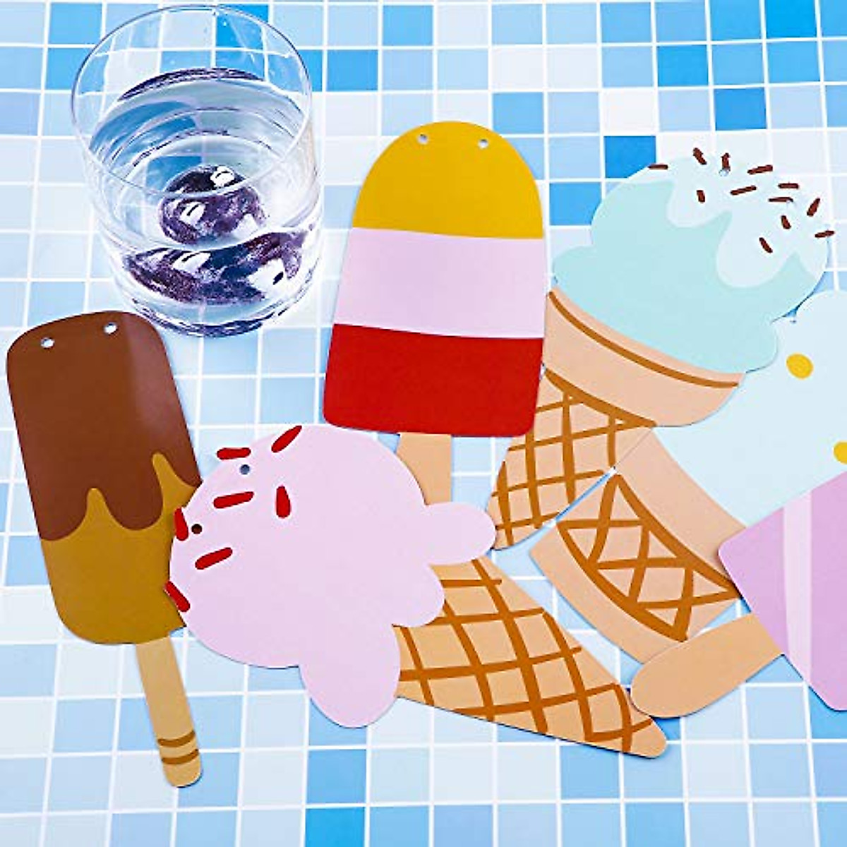 Leinuosen 2 Pack Ice Cream Bar Banner Ice Cream Banner Ice Cream Party Garland for School Summer Kid Birthday Party Decoration