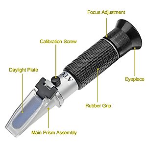 aichose Brix Refractometer with ATC, Dual Scale - Specific Gravity & Brix, Hydrometer in Wine Making and Beer Brewing, Homebrew Kit