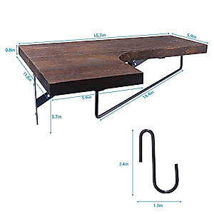 Buwico Corner Floating Shelves, 2 Pack Rustic Wall Shelves with Towel Bar, Floating Wall Shelves for Living Room, Solid Wood Corner Wall Shelf for Bedroom, Bathroom, Kitchen, Office