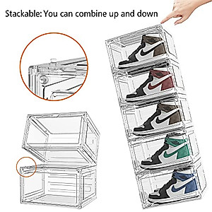 HOMIDEC Shoe Storage, 6 Pack Shoe Organizer, Shoe Boxes Clear Plastic Stackable, Closet Organizers and Storage for Display Sneakers, Heels, Purse, Collectibles, Makeup