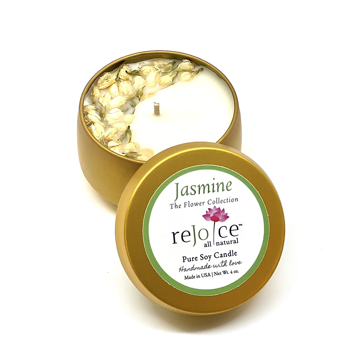 Rejoice Soy Wax Candle| Jasmine Scented Soy Candles for Aromatherapy, Stress Relief & Gifting| Non-Toxic, Phthalate Free| Ideal for Home, Bedroom & Bathroom Decor| 100% Natural & Vegan| 7 oz