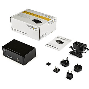 StarTech.com 2-Port DisplayPort KVM Switch - Dual-Monitor - 4K 60 - with Audio & USB Peripheral Support - DP 1.2 - USB Hub, TAA (SV231DPDDUA2)