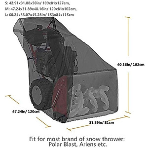 UCARE Snow Thrower Cover Dustproof Waterproof Snow Blower Covers for Most Electric Two-Stage Snow Throwers (S: 42.91x31.88x50in/ 109x81x127cm)
