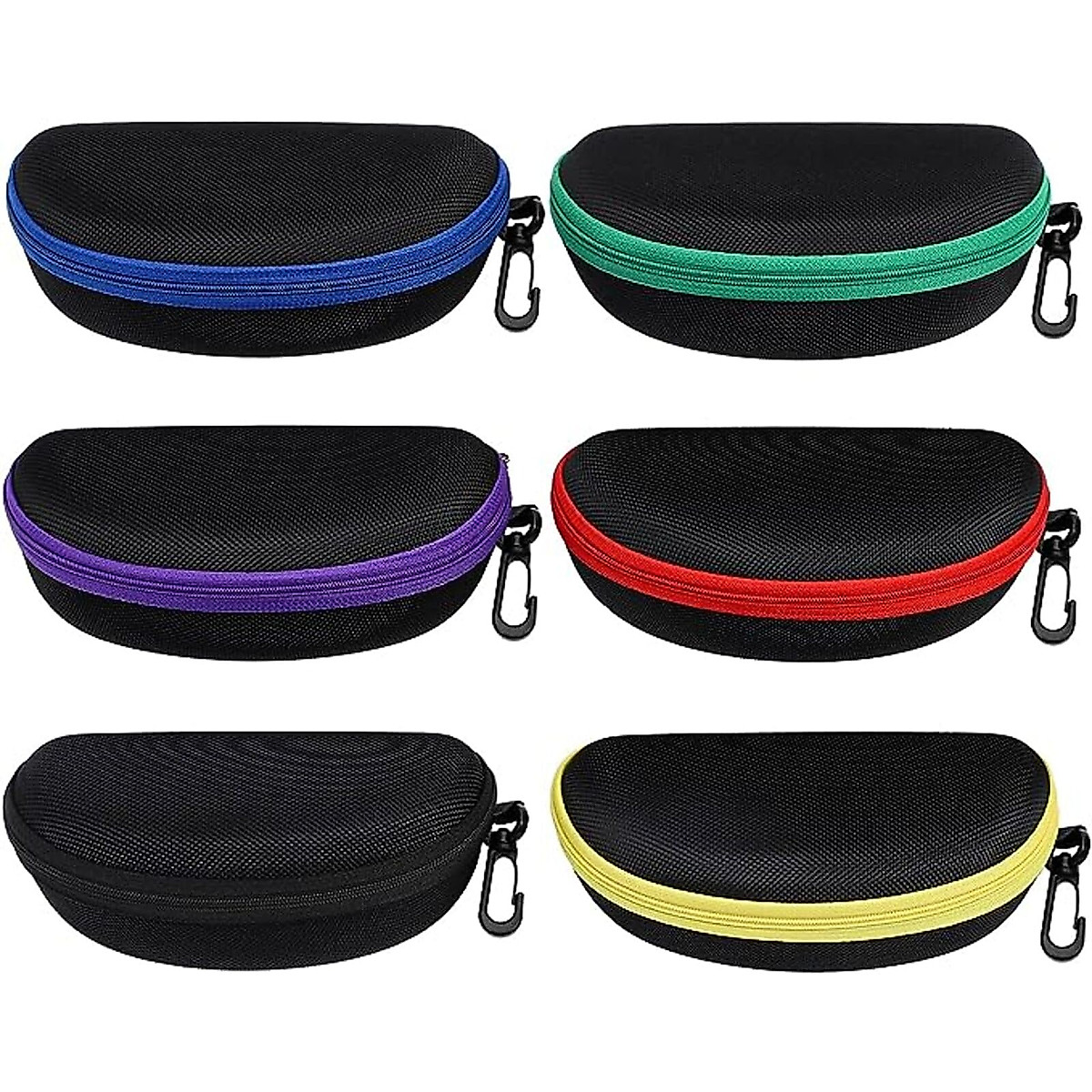 6 Pack Sunglasses Case Portable Travel Zipper Eyeglasses Case With Hook