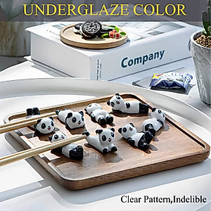 Chopstick Rest Panda Chopstick Holder Panda Gifts Solid Ceramic Ornament Rack Stand Holder for Chopsticks Forks,Spoons,Knives,Paint Brushes(5PC)