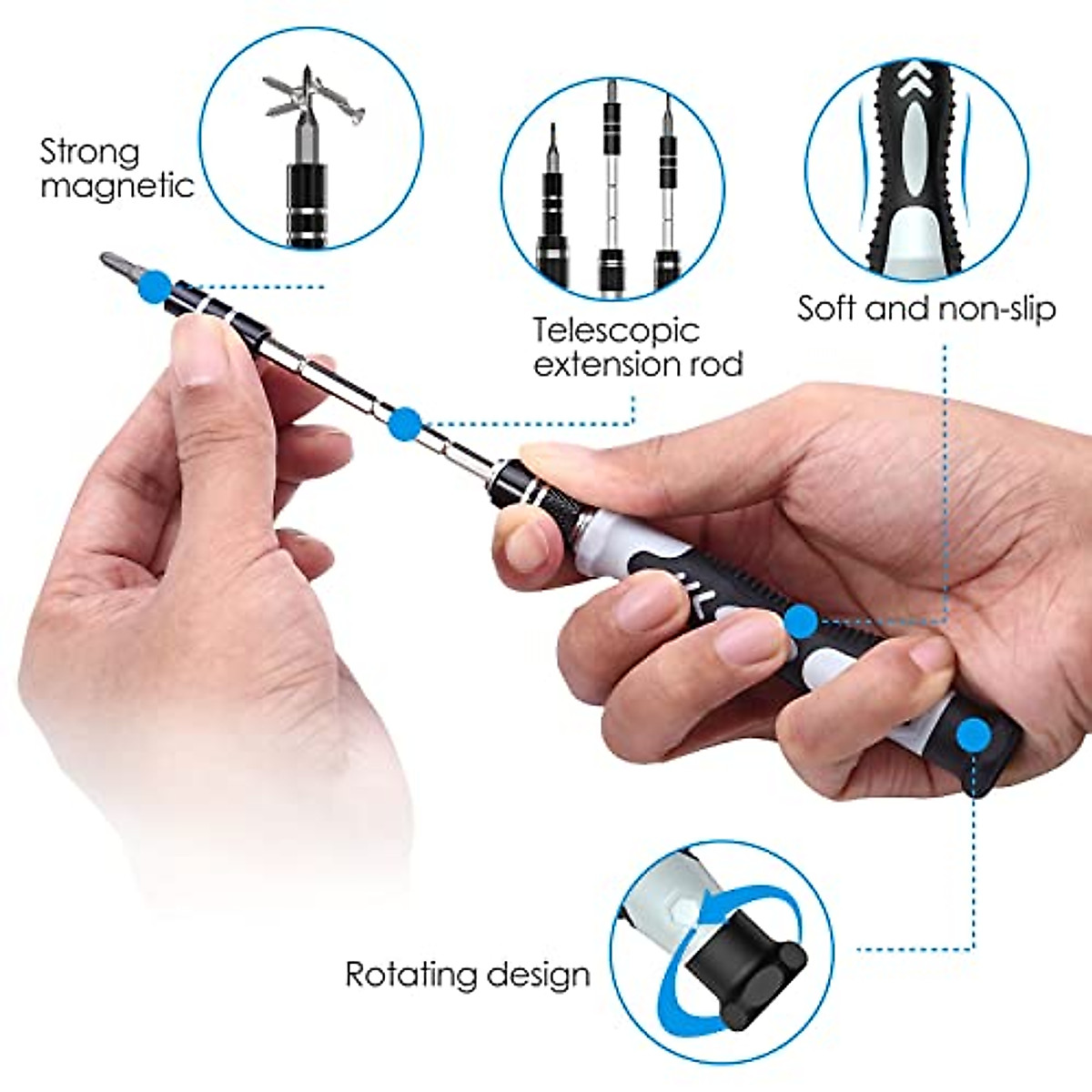 AMIR Precision Screwdriver Set, 132 in 1 Magnetic Screwdriver Set Kit, Electronics Repair Screwdrivers Tool Kit with 108 Magnetic Drill Bits for Repair Phone, Switch, Computer, etc