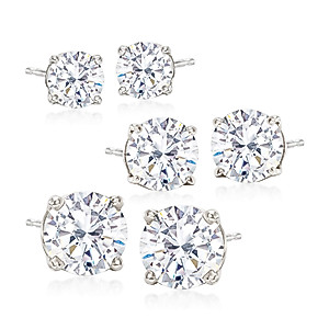 Ross-Simons 6.00 ct. t.w. CZ Jewelry Set: 3 Pairs Of Stud Earrings in Sterling Silver