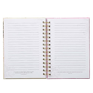 Large Hardcover Journal, Be Still and Know – Psalm 46:10, Pink & Red Daisy Inspirational Wire Bound Spiral Notebook w/192 Lined Pages, 6” x 8.25”